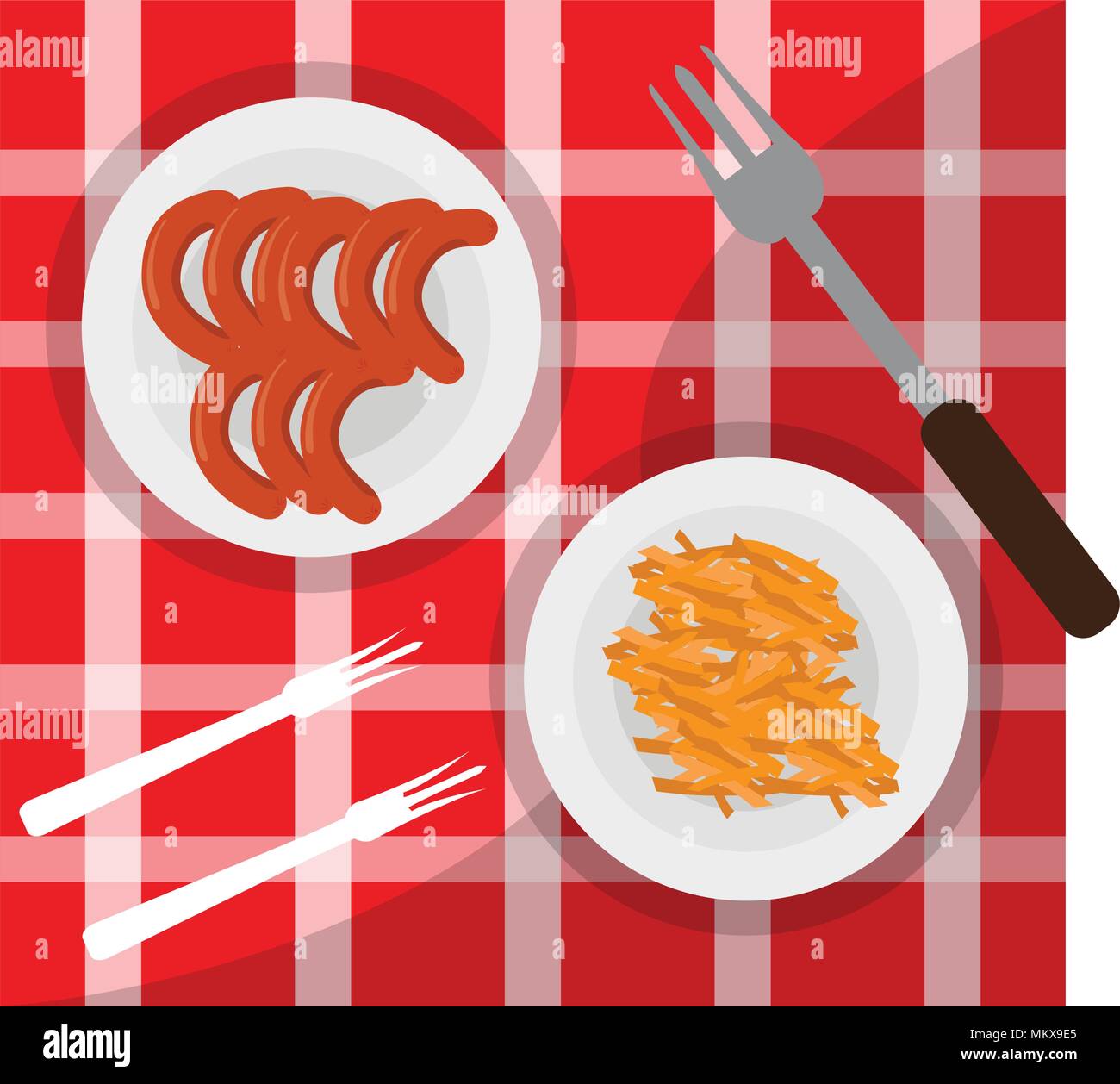 Food french fries sausages Stock Vector Images - Alamy