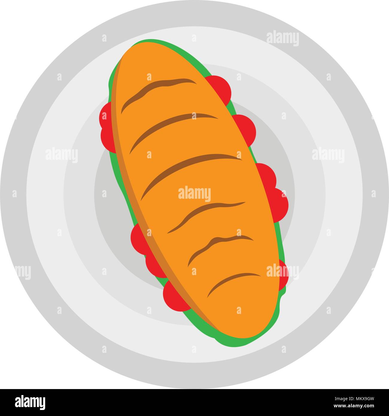 Sandwich baguette bread ham Stock Vector Images - Alamy