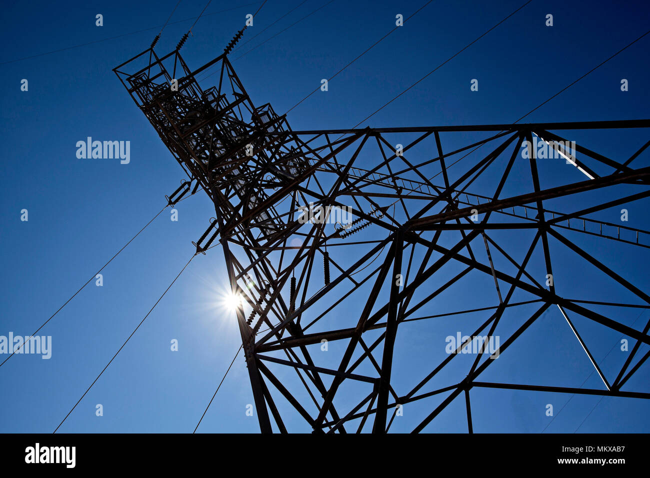 Electric power pylon tower at Boulder Dam, Nevada USA Stock Photo - Alamy