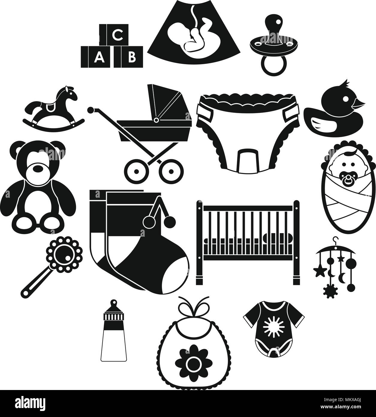 Newborn icons set, simple style Stock Vector Image & Art - Alamy
