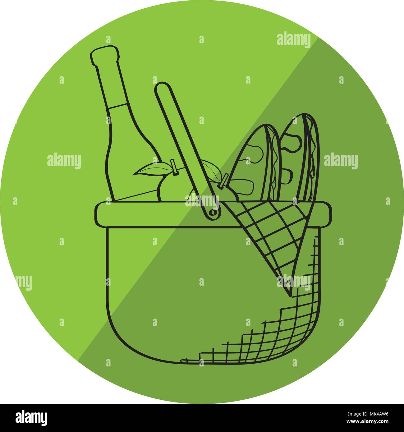 Picnic basket bottle wine on Stock Vector Images - Alamy