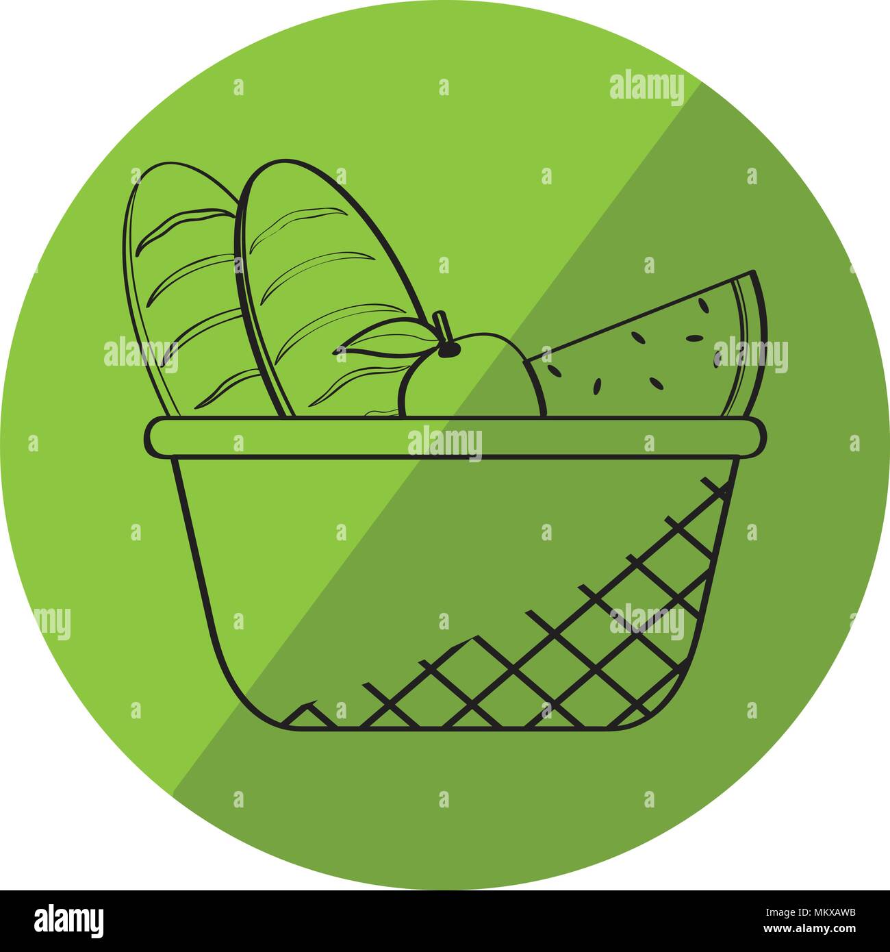 Picnic basket on meadow Stock Vector Images - Alamy