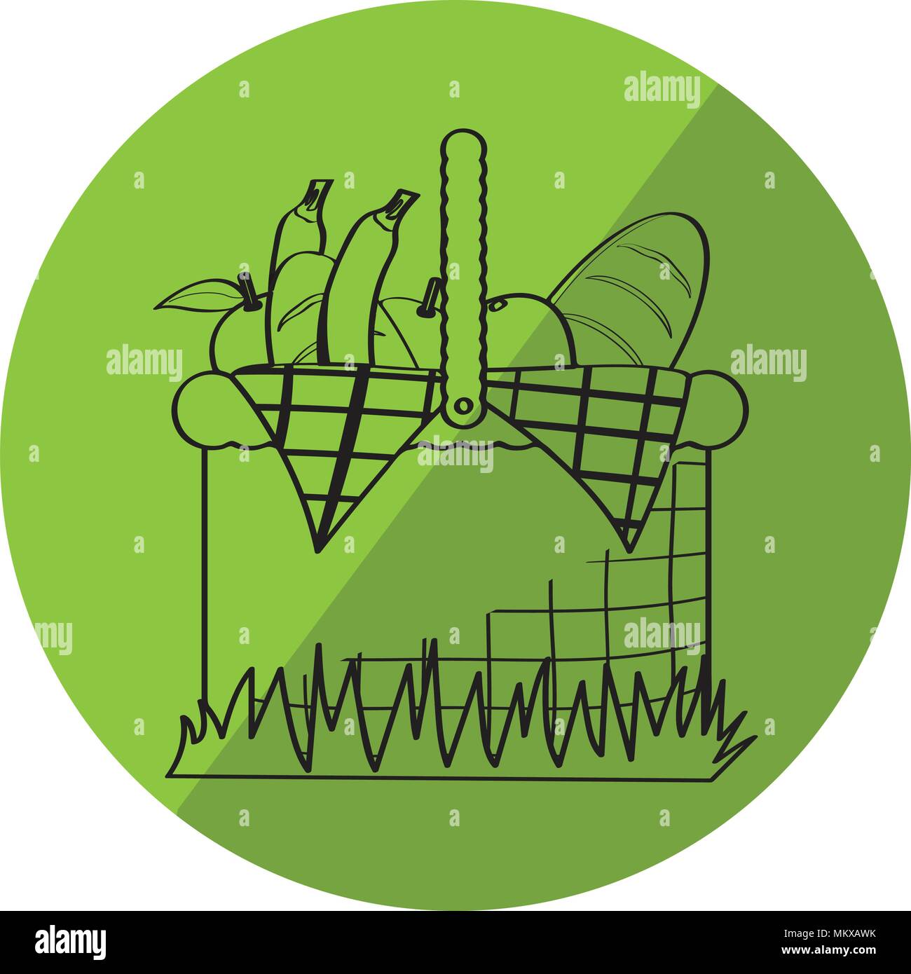 Sketch of a picnic basket on a label Stock Vector Image & Art - Alamy