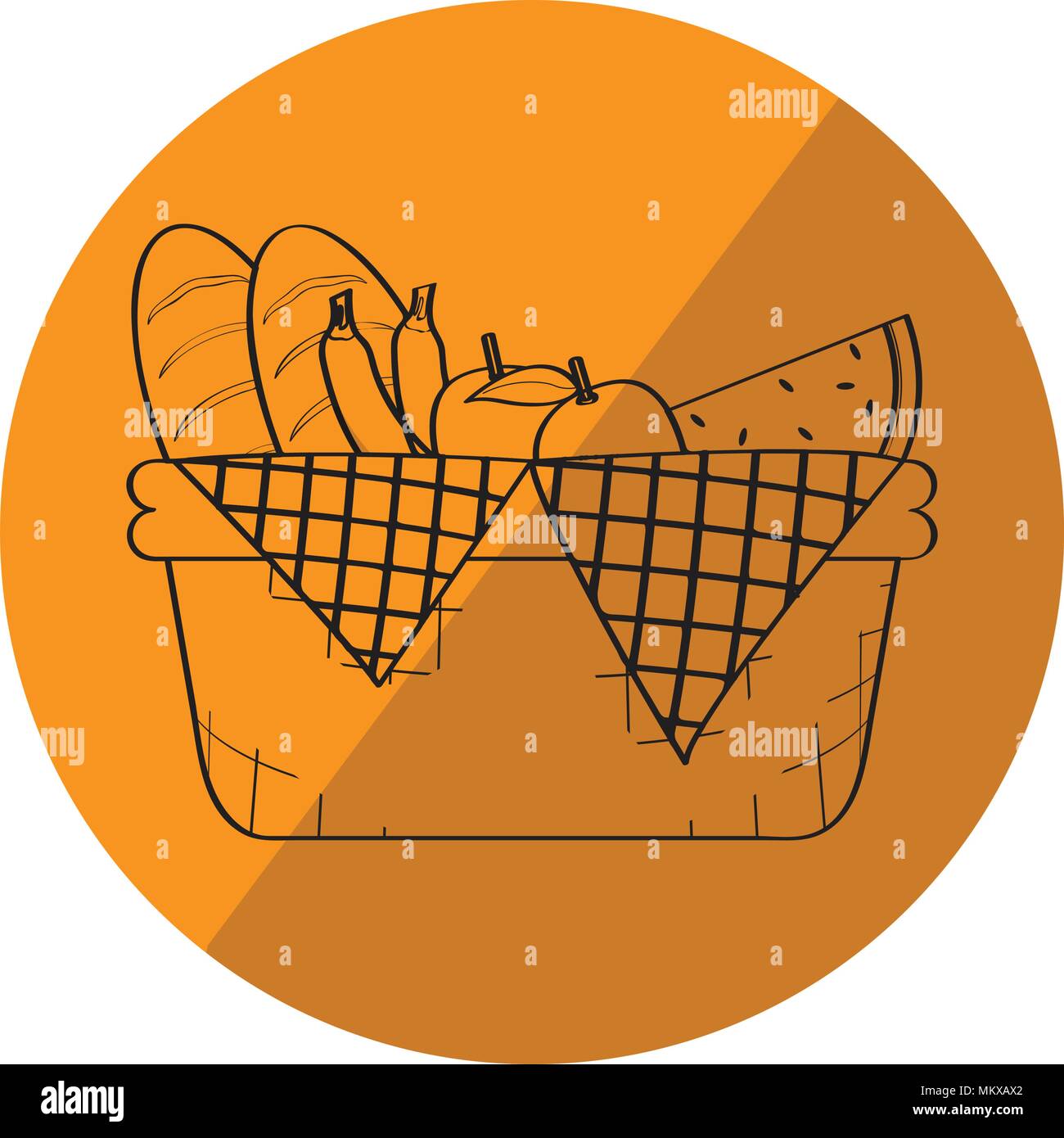 Picnic basket bottle wine on Stock Vector Images - Alamy