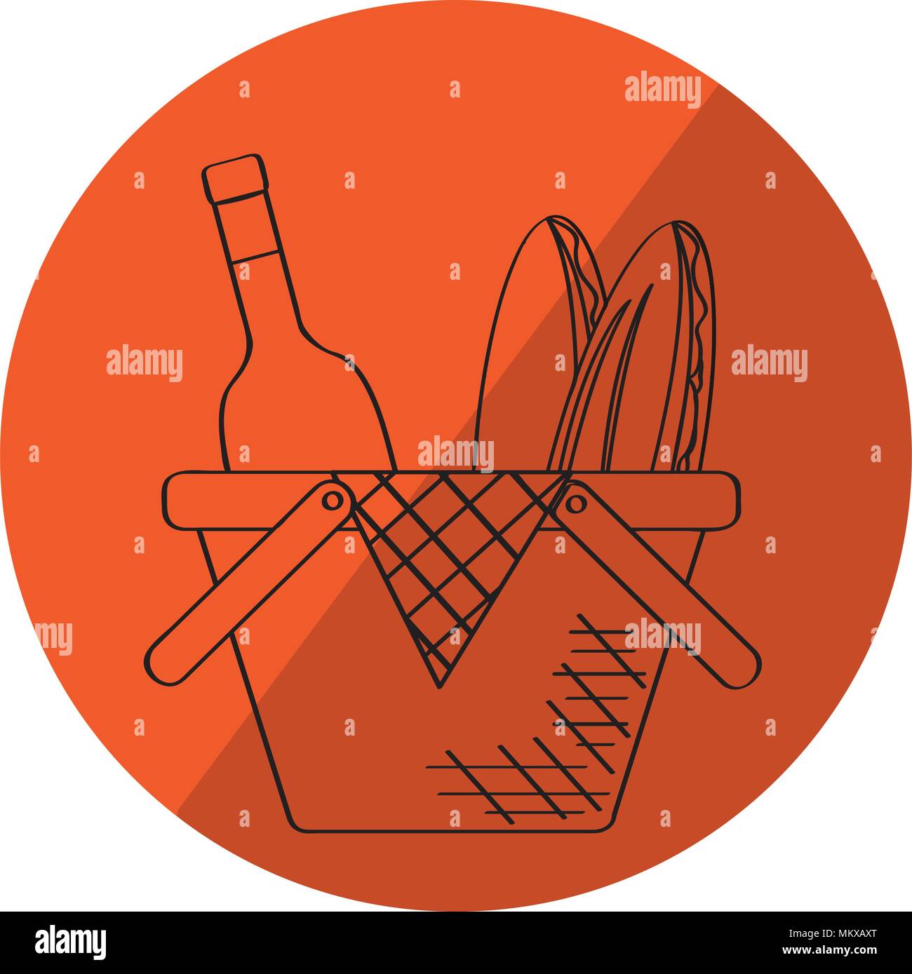 Sketch of a picnic basket on a label Stock Vector Image & Art - Alamy