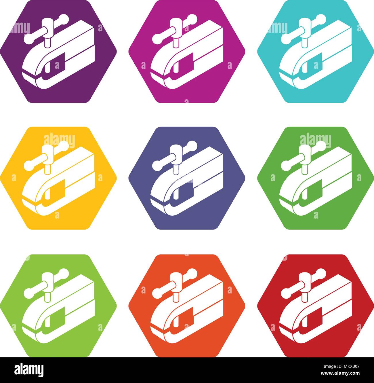Clamping machine icons set 9 vector Stock Vector Image & Art - Alamy