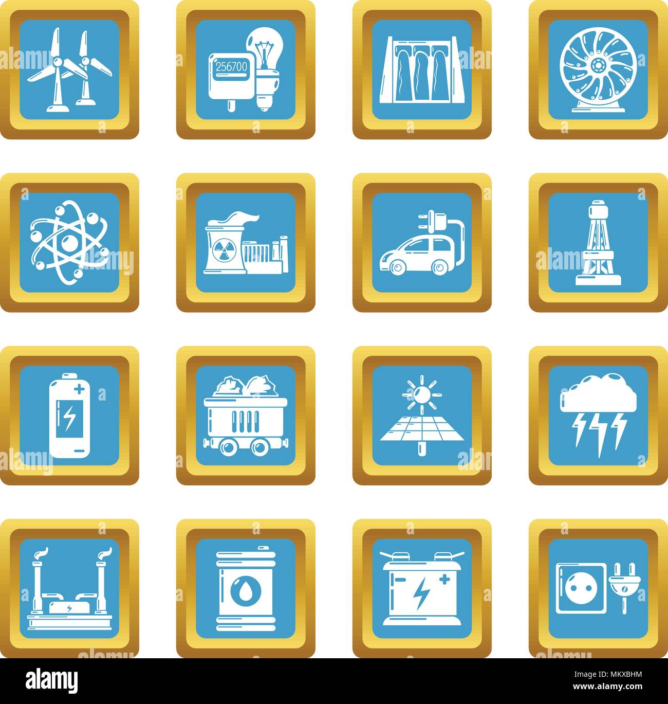 Energy sources icons set sapphirine square vector Stock Vector Image ...
