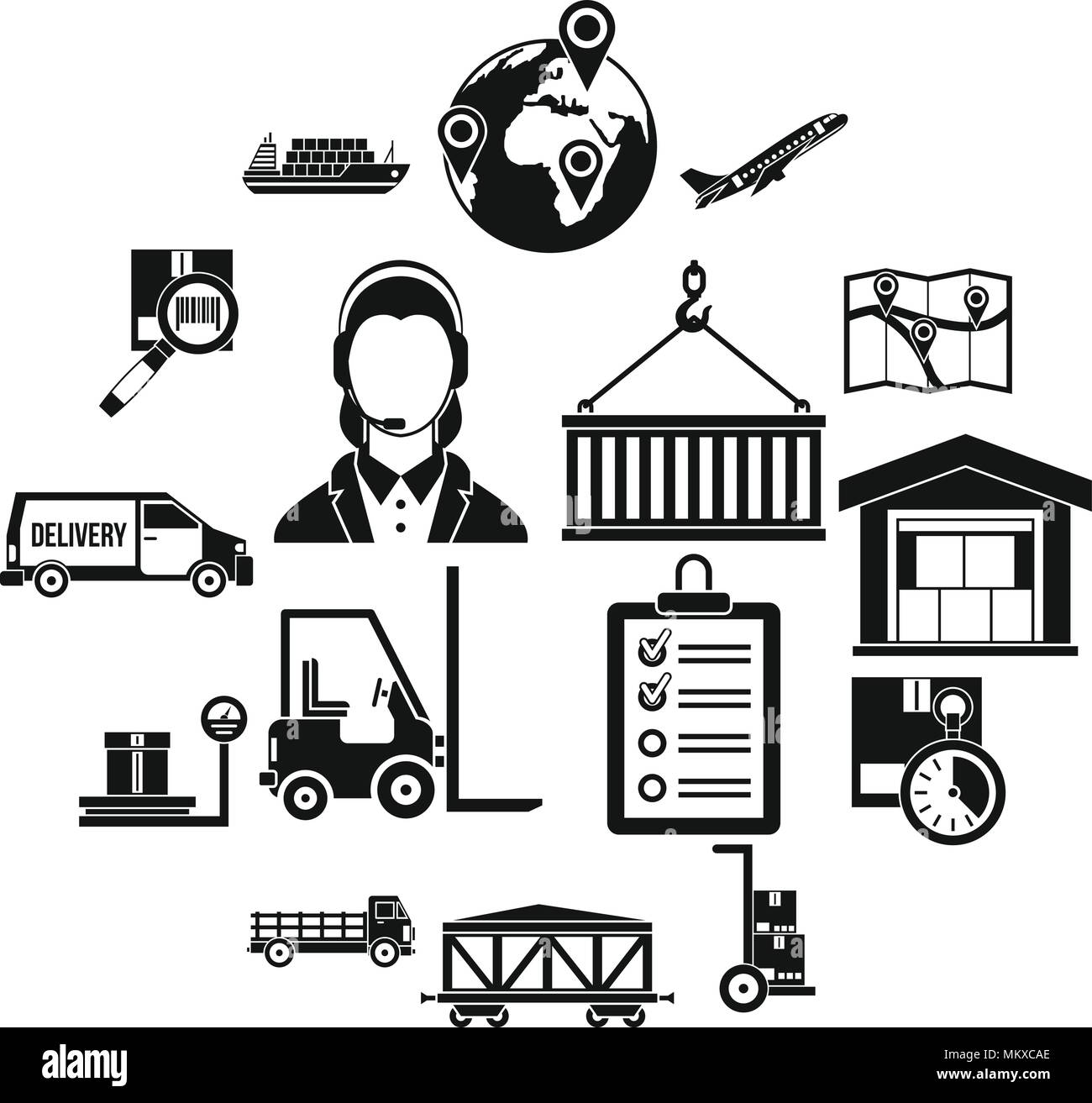 Logistic icons set, simple style Stock Vector Image & Art - Alamy