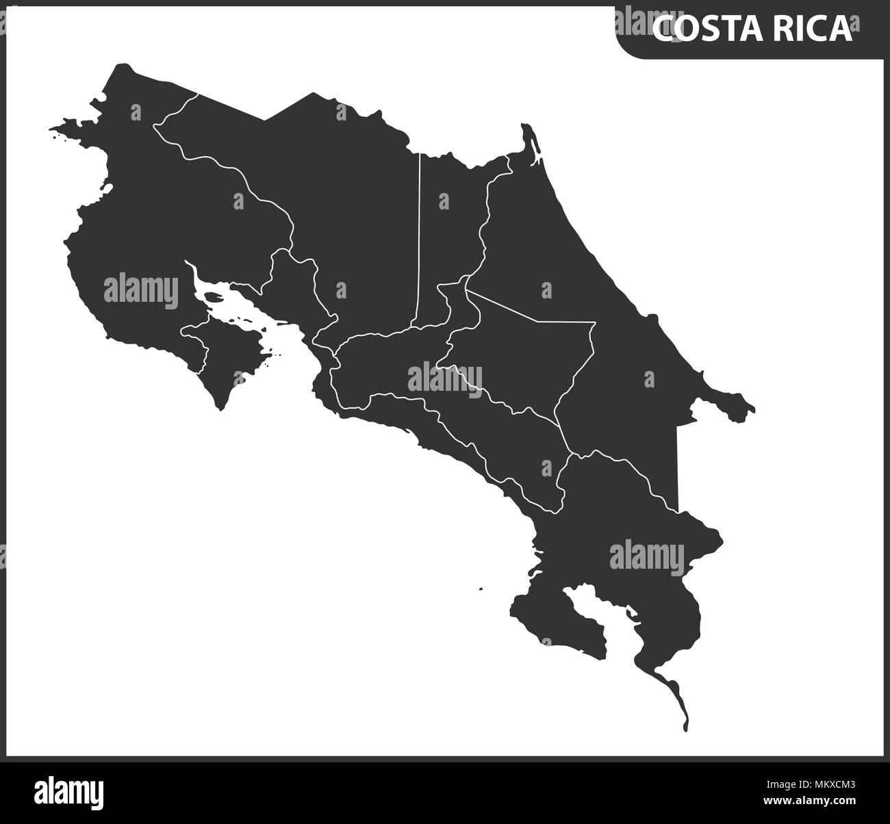 The detailed map of Costa Rica with regions or states. Administrative ...