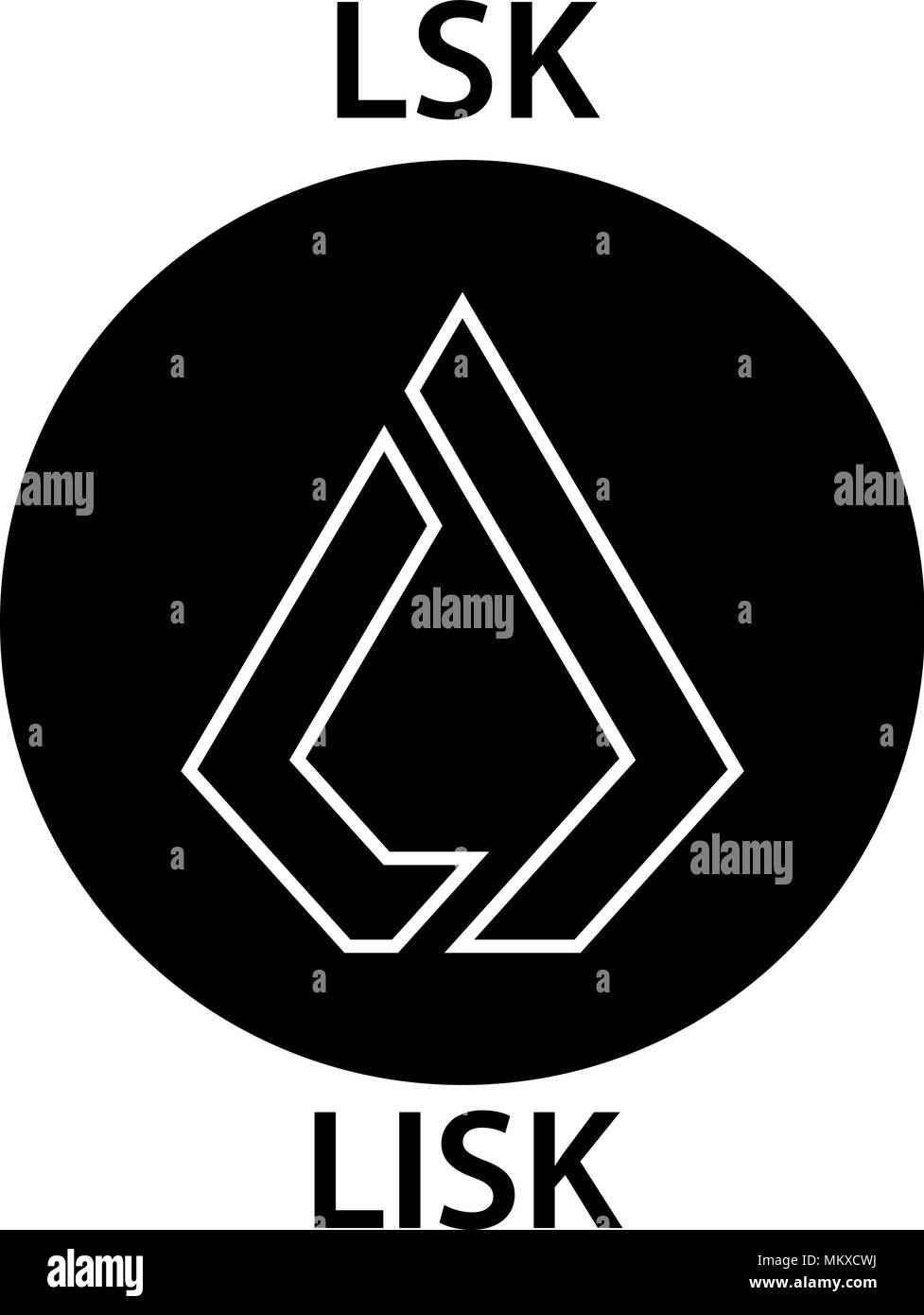 LISK cryptocurrency blockchain icon. Virtual electronic, internet money ...