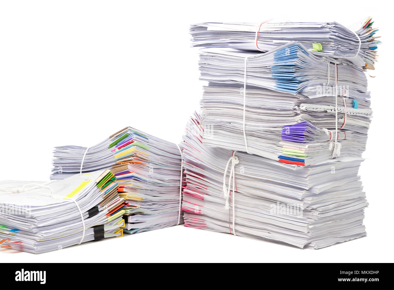 Stack of business document papers isolated on white background Stock ...