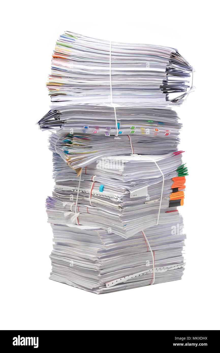 Stack of business document papers isolated on white background Stock ...