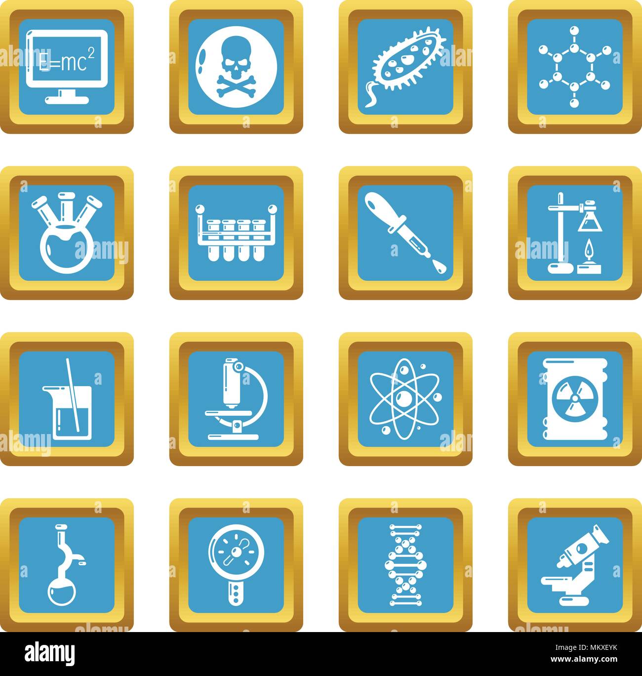 Chemistry laboratory icons set sapphirine square vector Stock Vector ...