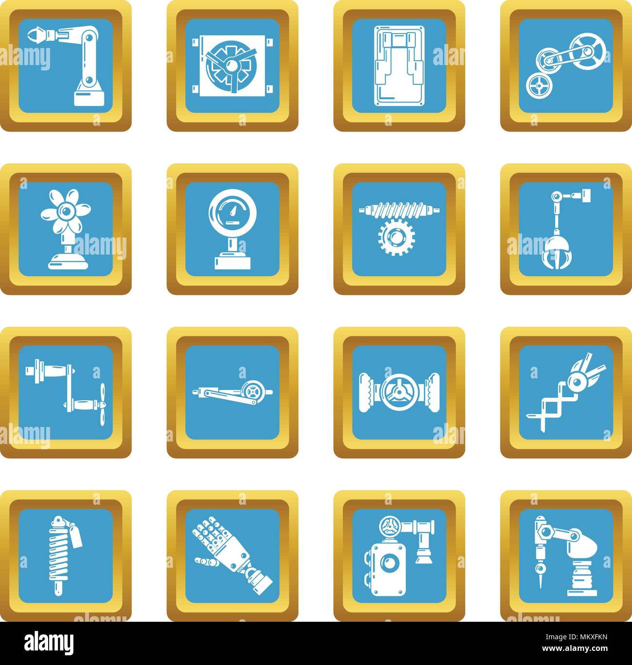 Technical mechanisms icons set sapphirine square vector Stock Vector ...