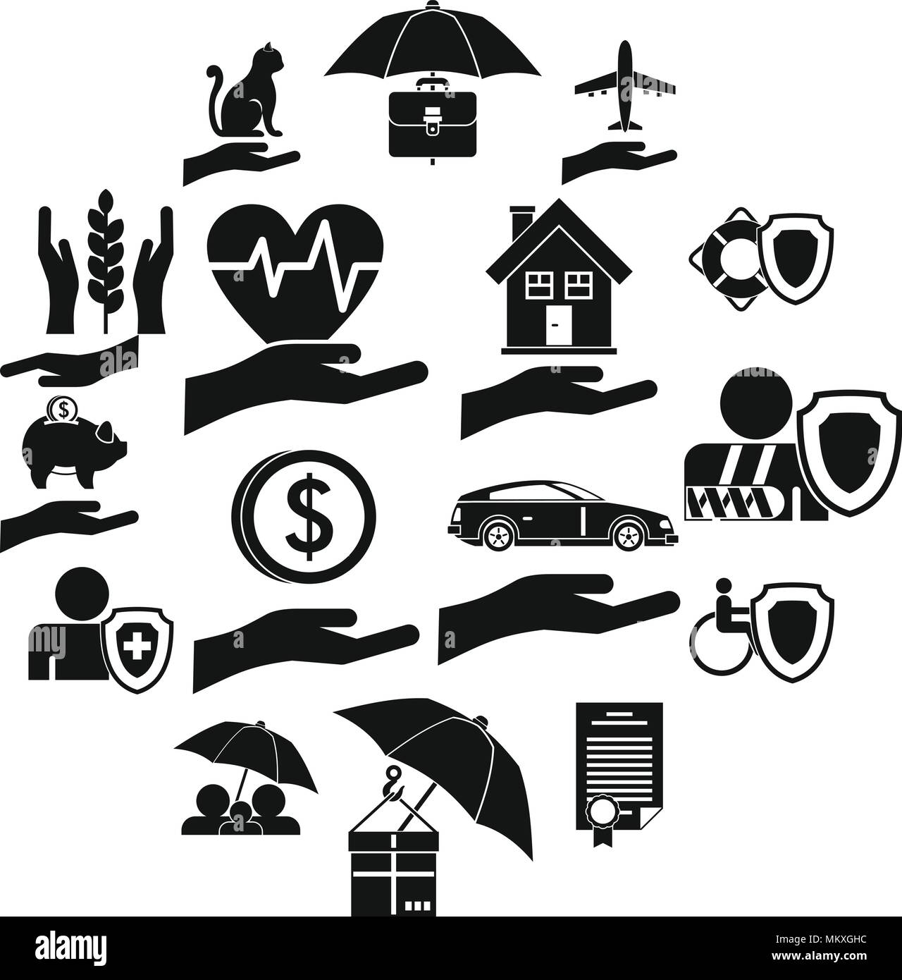 Insurance icons set, simple style Stock Vector Image & Art - Alamy