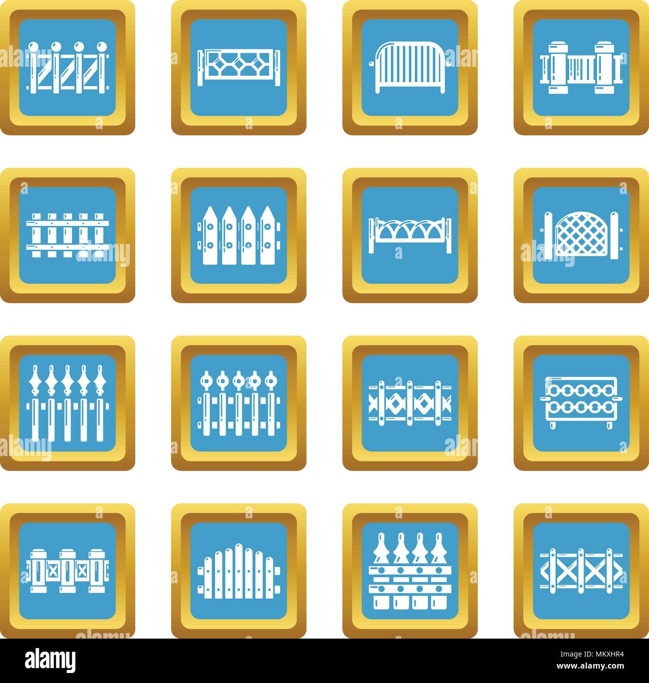 Different fencing icons set sapphirine square vector Stock Vector Image ...