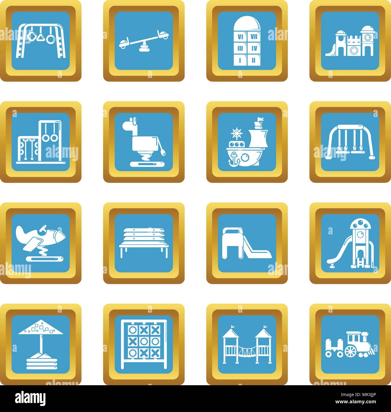 Playground equipment icons set sapphirine square vector Stock Vector ...