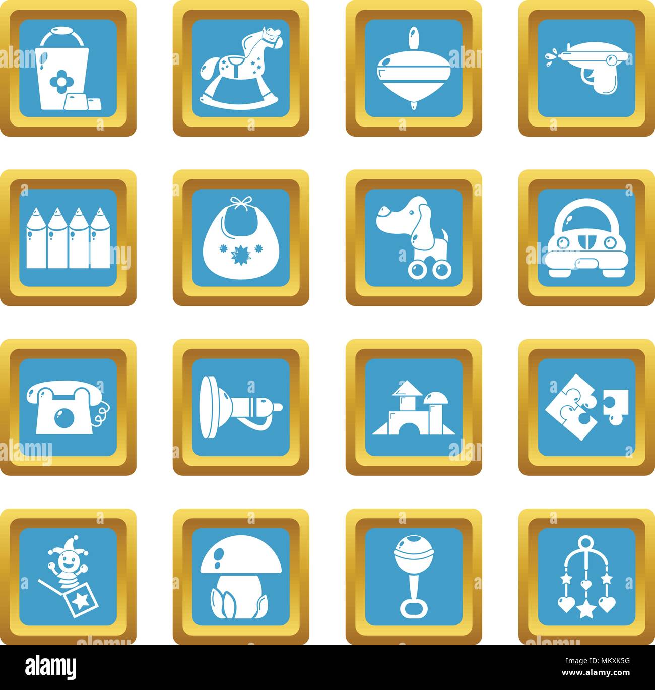 Kindergarten icons set sapphirine square vector Stock Vector Image ...