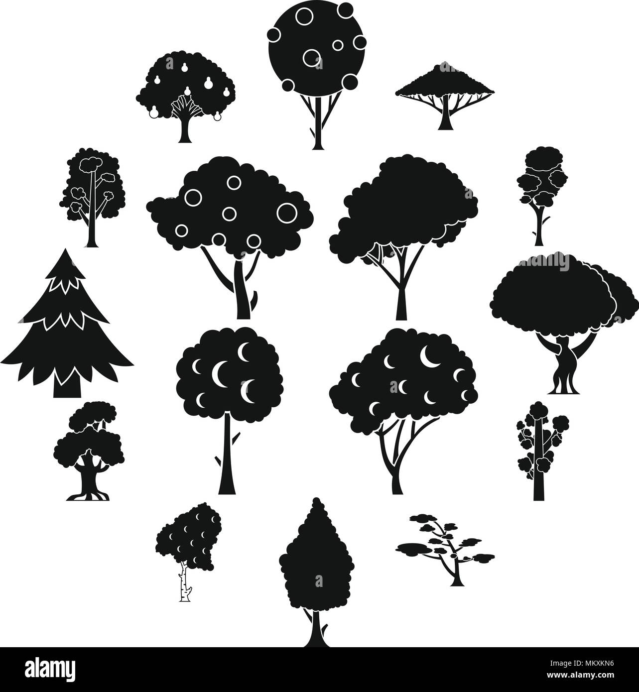 Trees icons set, simple style Stock Vector Image & Art - Alamy