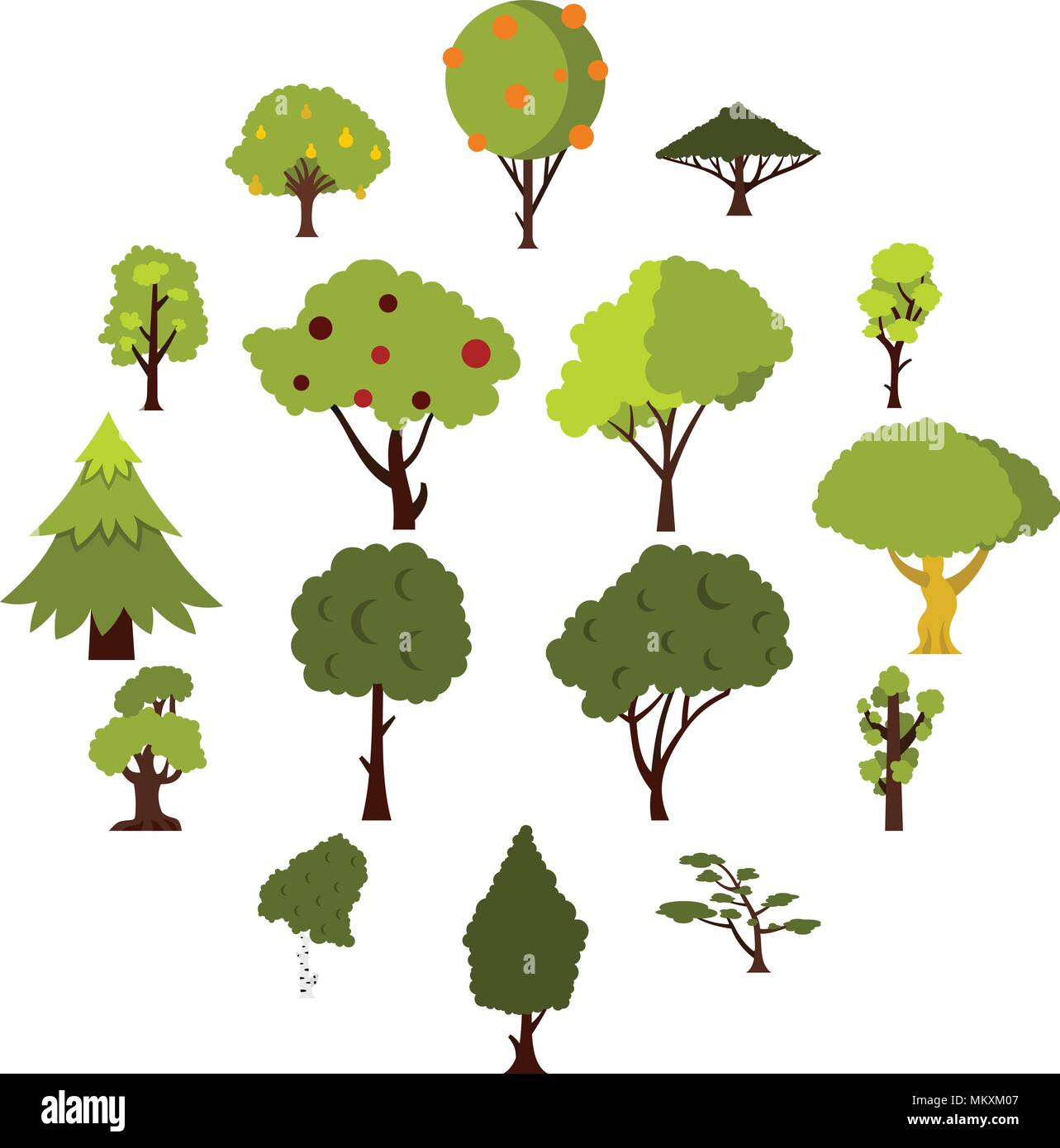 Green tree icons set, flat style Stock Vector Image & Art - Alamy
