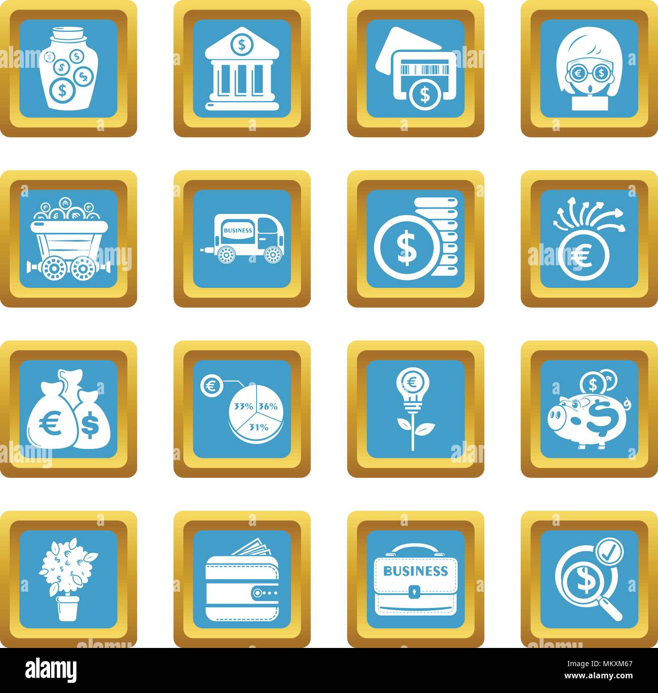 Business icons set sapphirine square vector Stock Vector Image & Art ...