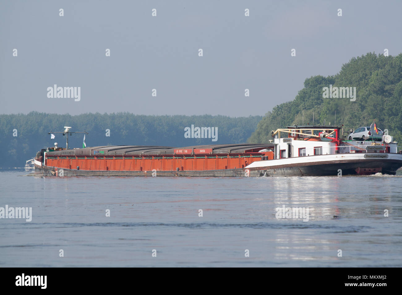 Cargo ship on the Danube River Stock Photo - Alamy