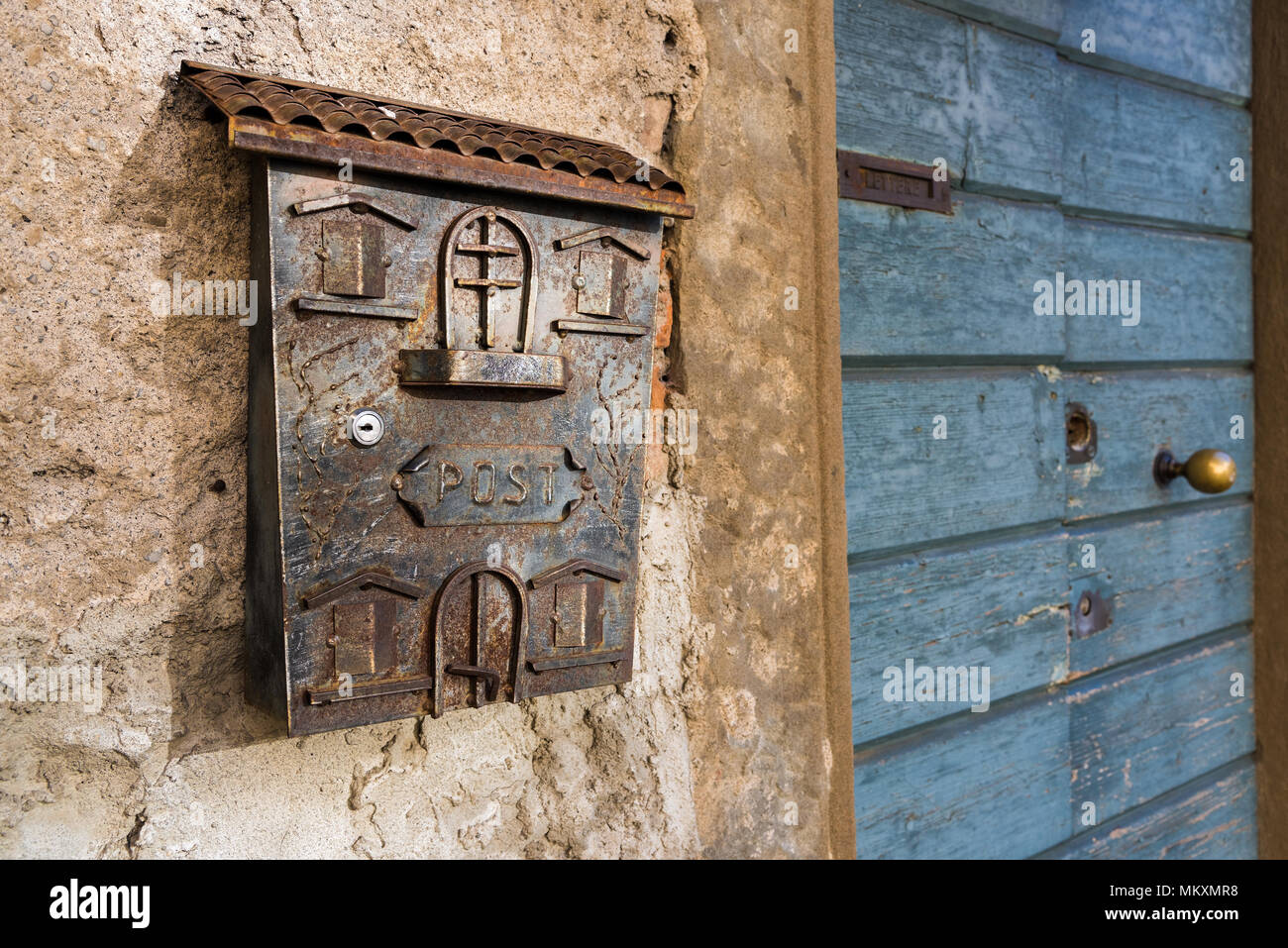 Old mailbox and door in the upper town of Bergamo Stock Photo - Alamy