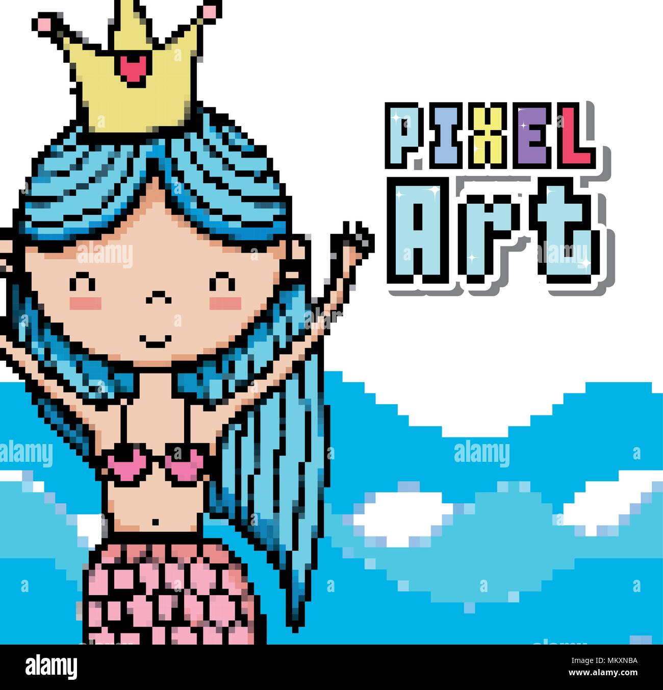 Pixel art aquatic world cartoons Stock Vector Image & Art - Alamy