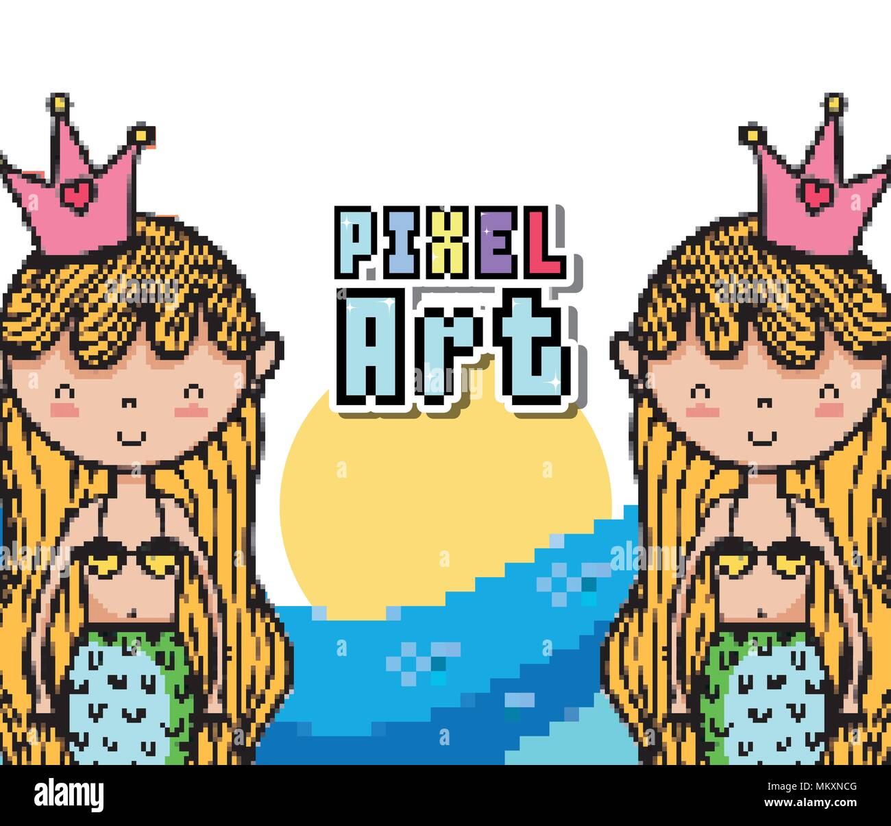 Pixel art aquatic world cartoons Stock Vector Image & Art - Alamy