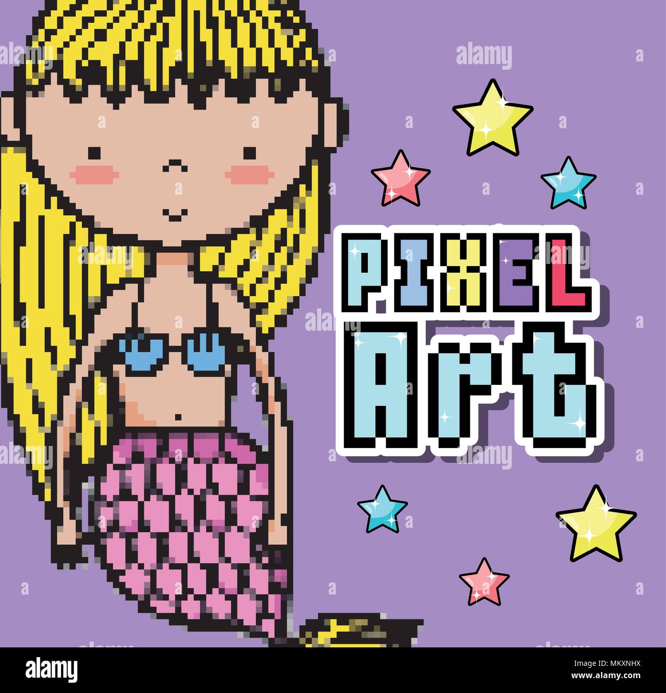 Pixel art aquatic world cartoons Stock Vector Image & Art - Alamy