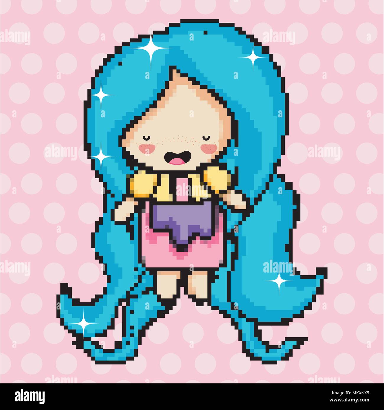 Pixel art girl character hi-res stock photography and images - Alamy
