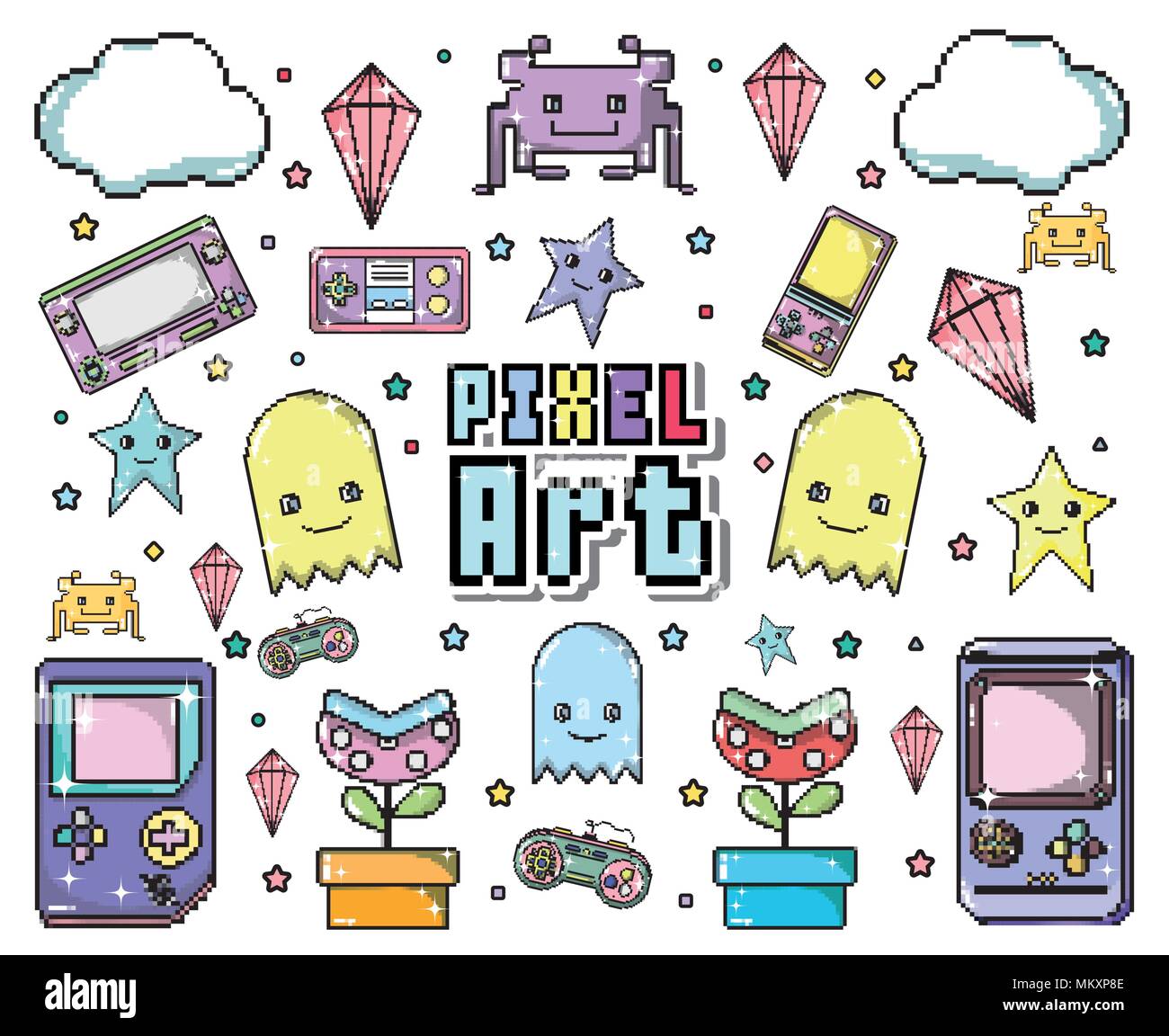 Pixel art cartoon Stock Vector Image & Art - Alamy