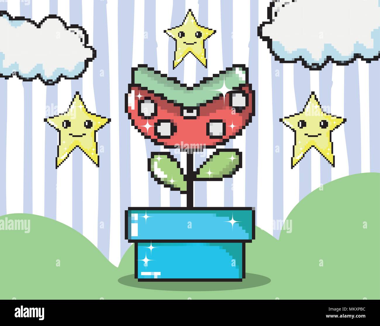 Pixelated videogame fantasy scenery Stock Vector Image & Art - Alamy