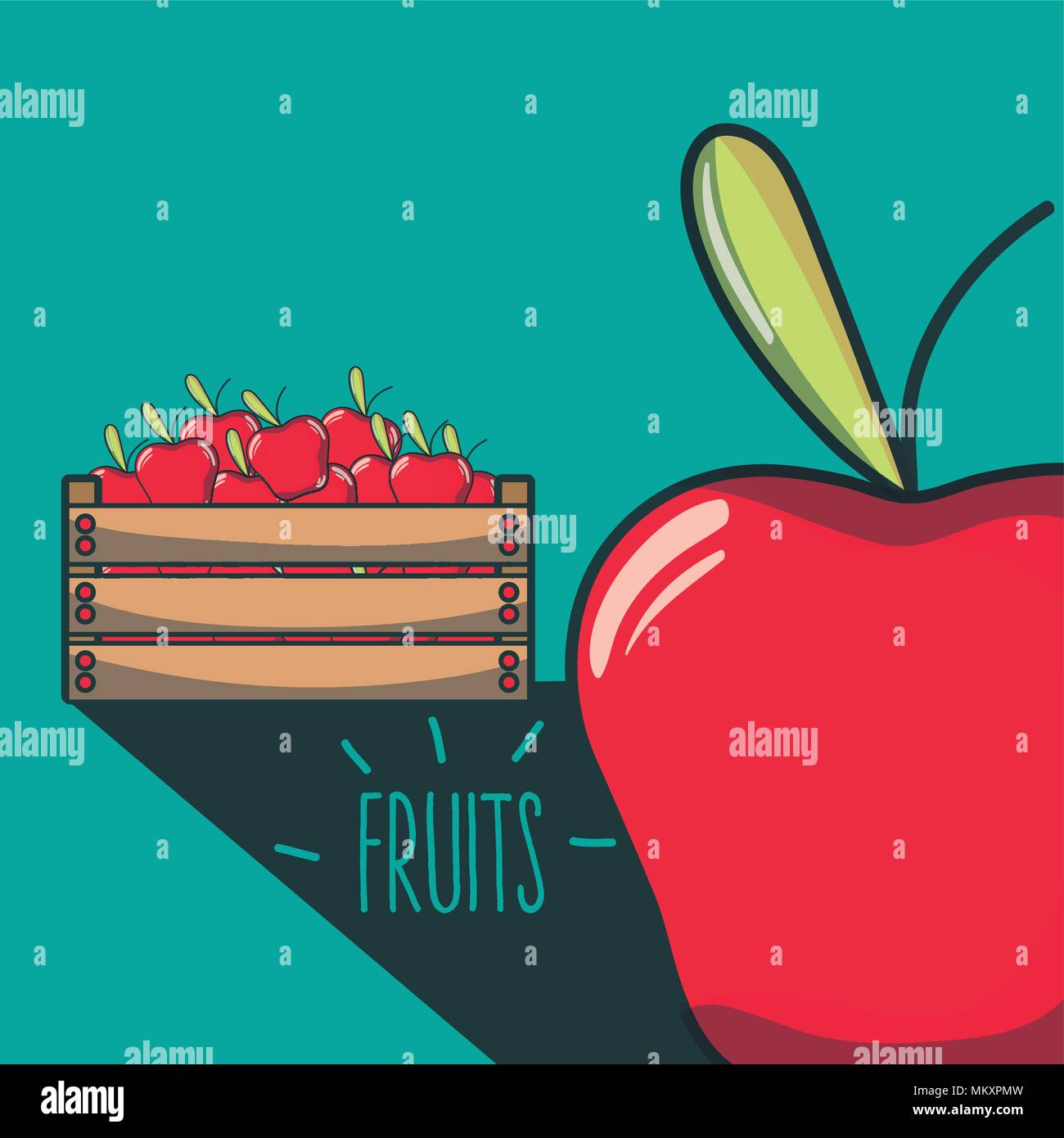 Apples inside wooden box Stock Vector Image & Art - Alamy