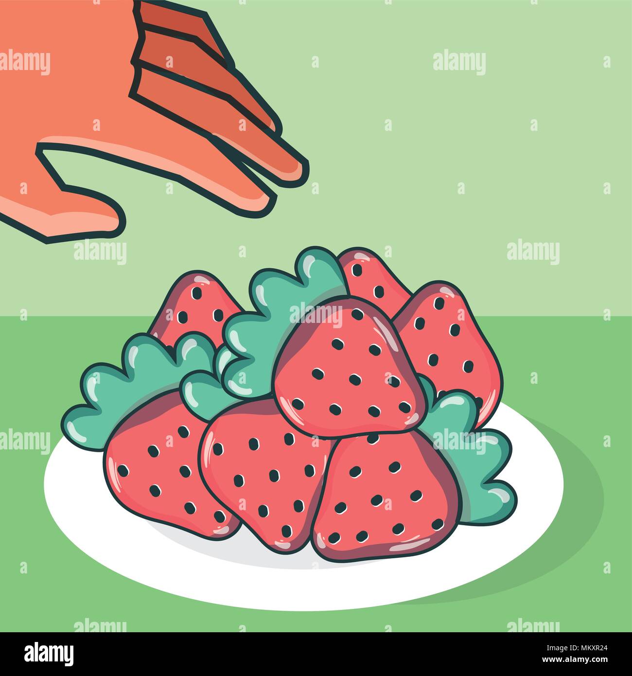 Hand grabbing strawberries Stock Vector Image & Art - Alamy