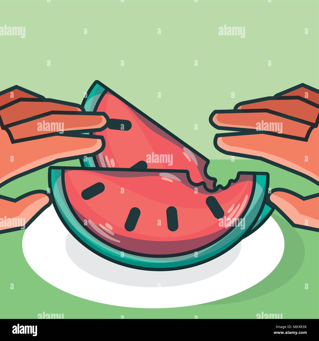 Hands grabbing food Stock Vector Images - Alamy