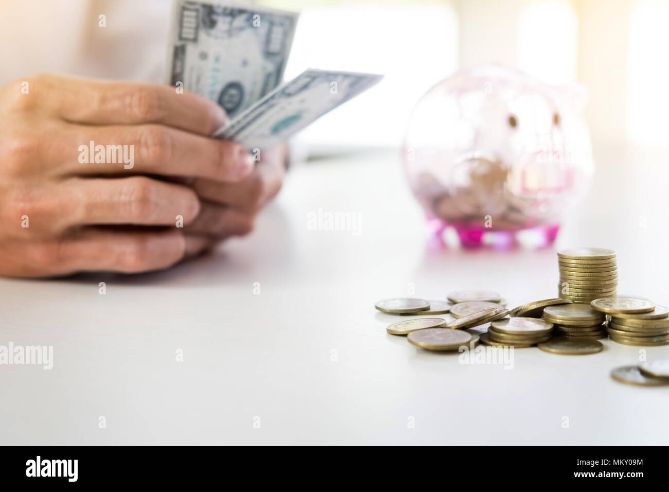 business man counting money at the table, accounting concept Stock ...
