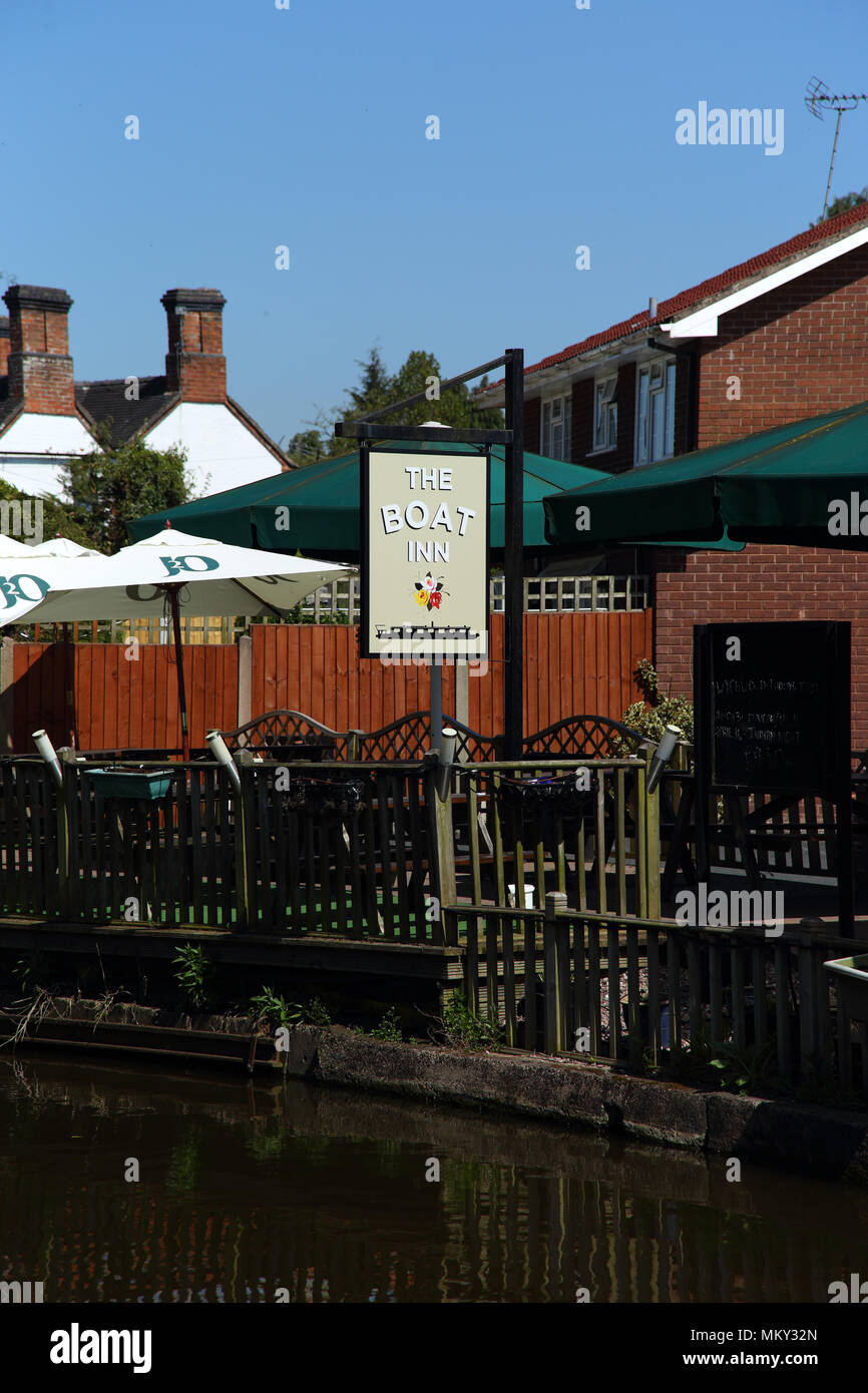 The Boat Inn pub bar and restaurant on the Shropshire Union Canal in ...