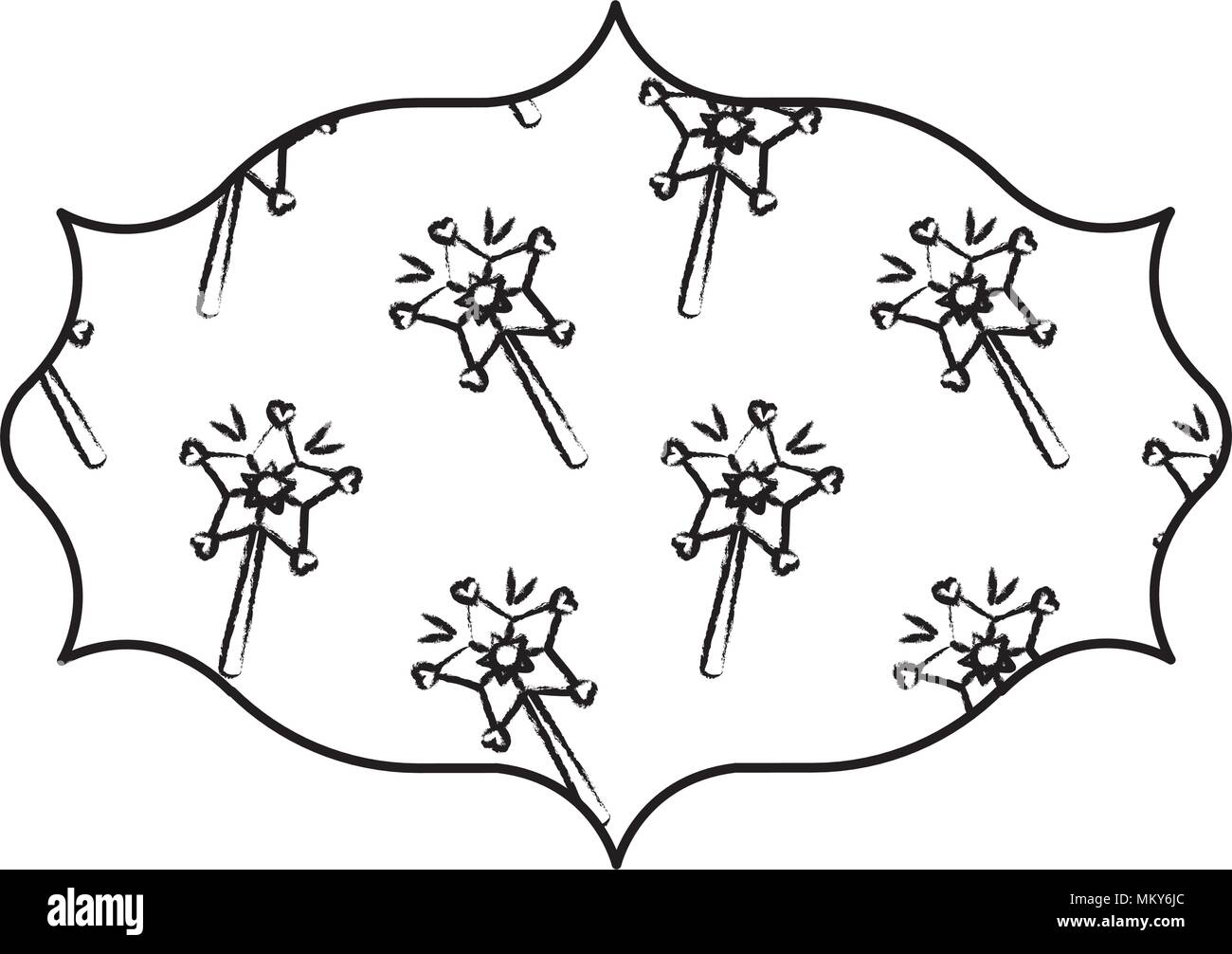 arabic frame with magic wand pattern over white background, vector ...