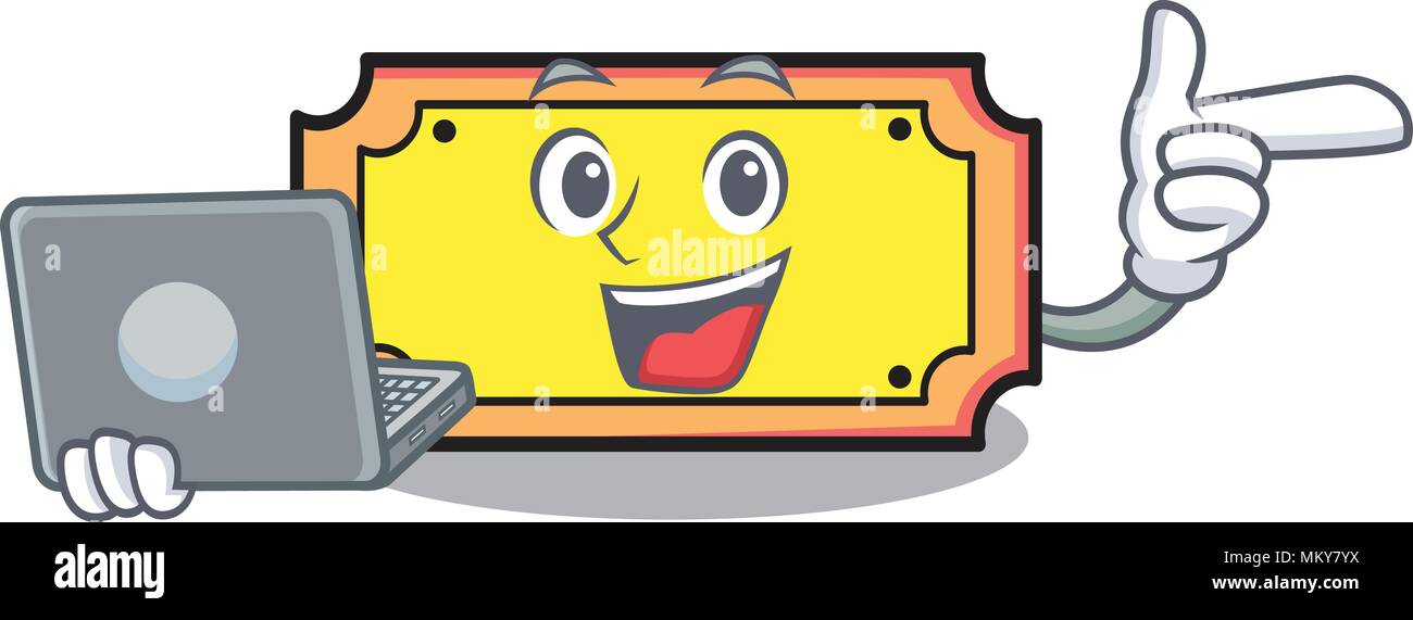 With laptop ticket character cartoon style Stock Vector Image & Art - Alamy