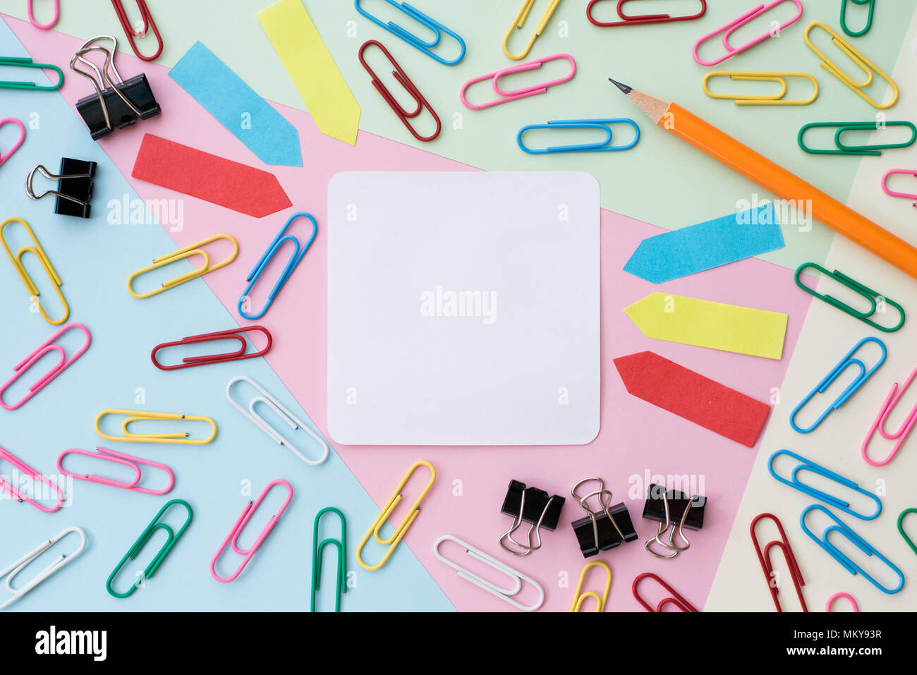 colorful office supplies sticky note,memo pad,paper clips,binder clips ...