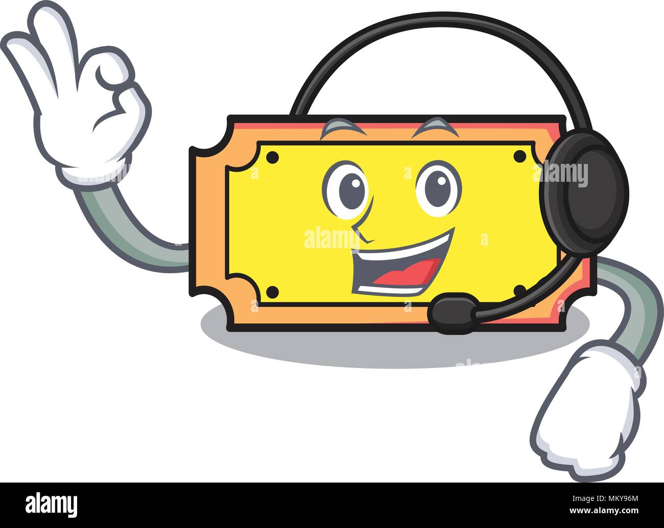 With headphone ticket mascot cartoon style Stock Vector Image & Art - Alamy