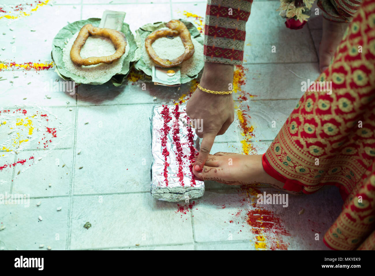Nepalese Bride and Groom Performing Hindu Wedding Rituals at Marriage ...