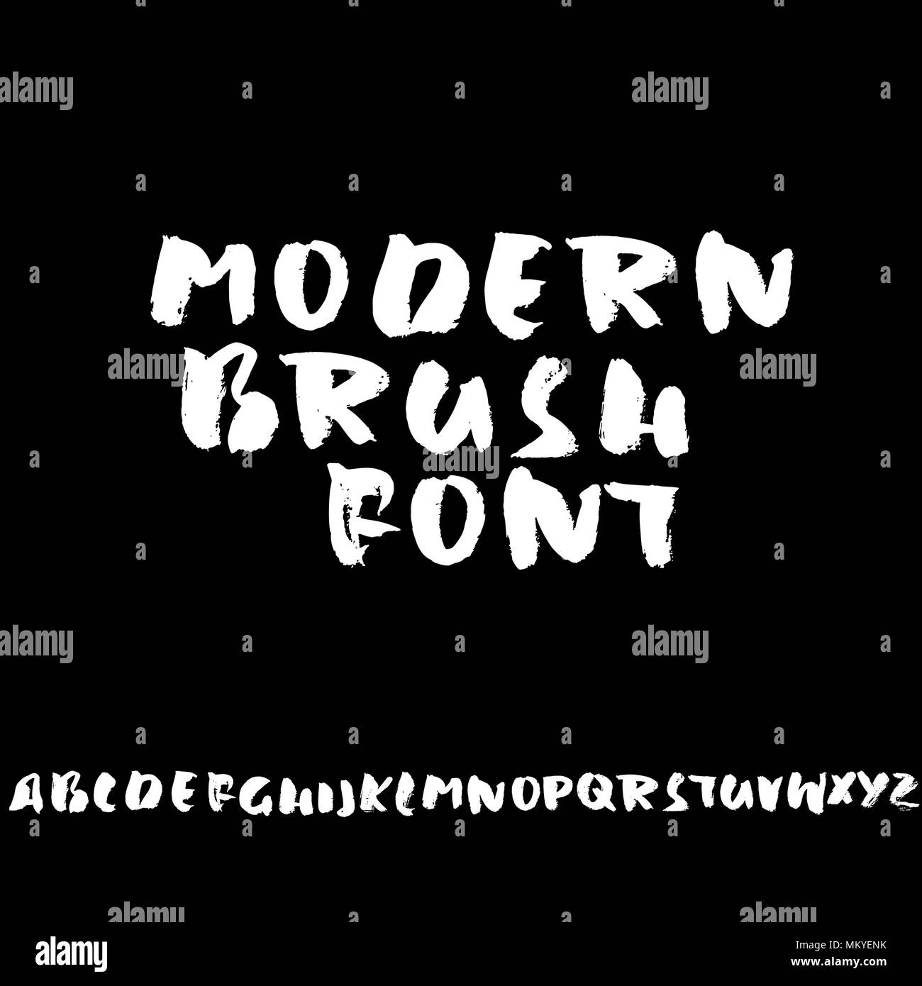 Grunge distress font. Modern dry brush ink letters. Handwritten ...