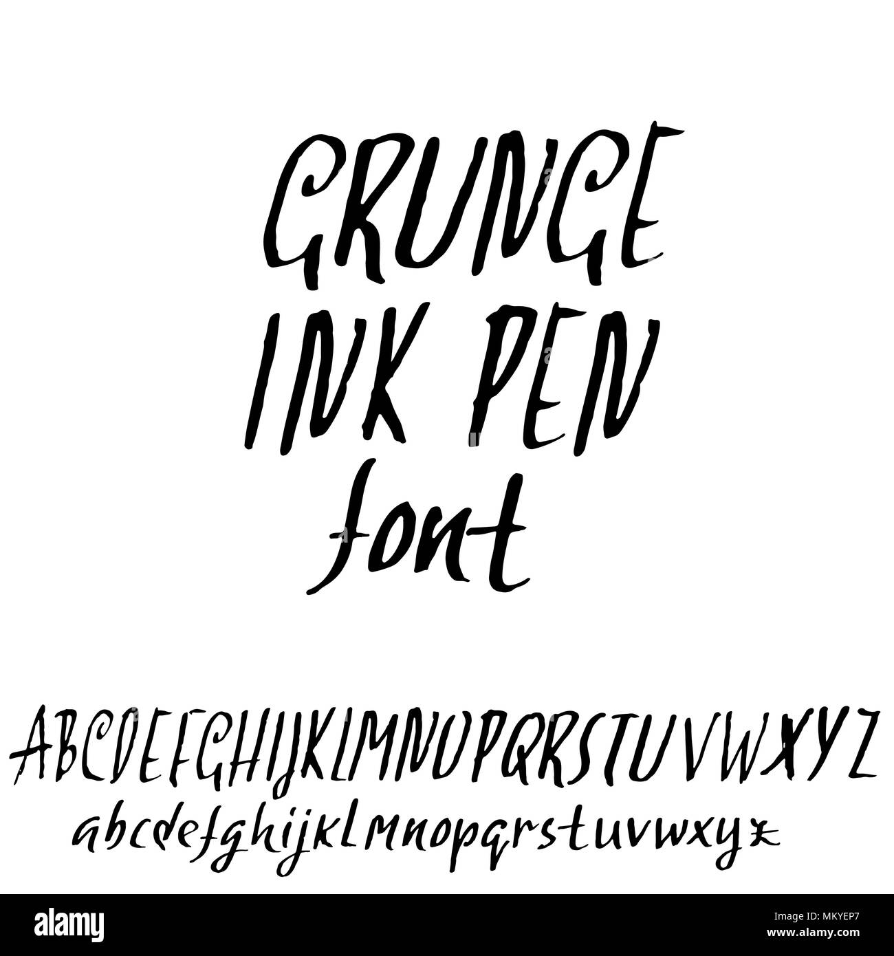 Grunge distress font. Modern dry brush ink letters. Handwritten ...