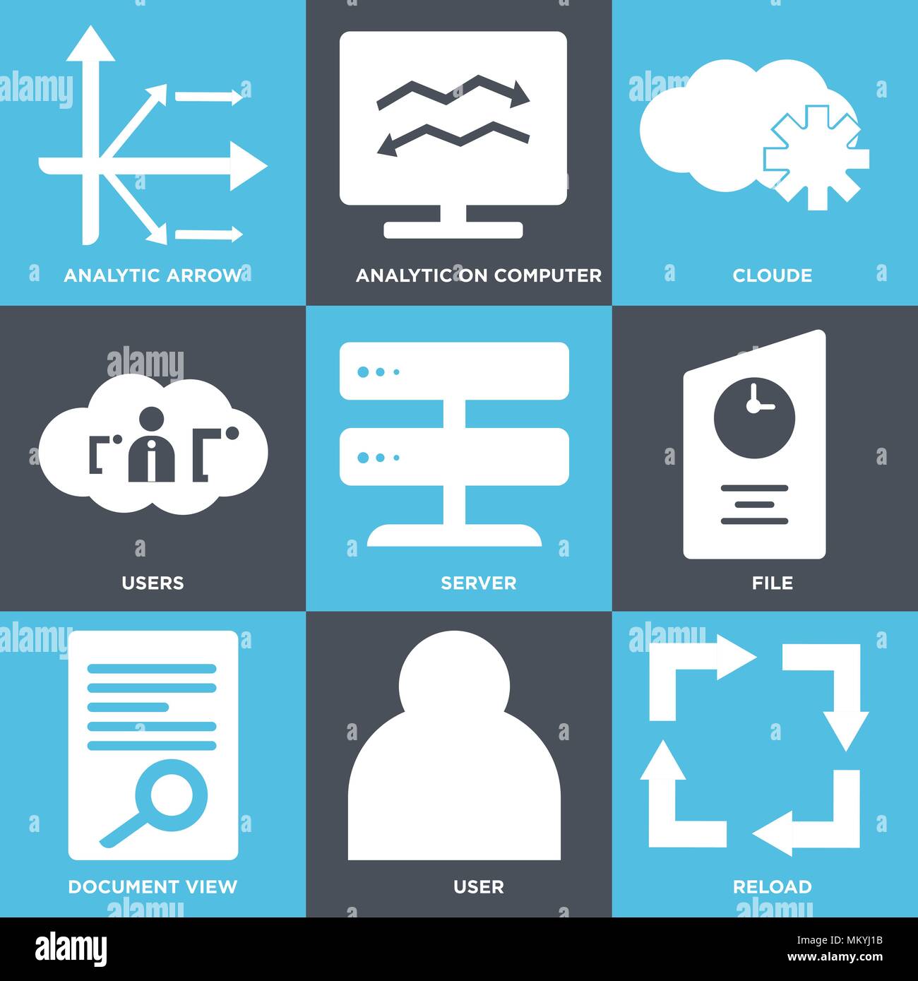 Set Of 9 Simple Editable Icons Such As Reload User Document View File Server Users Cloude