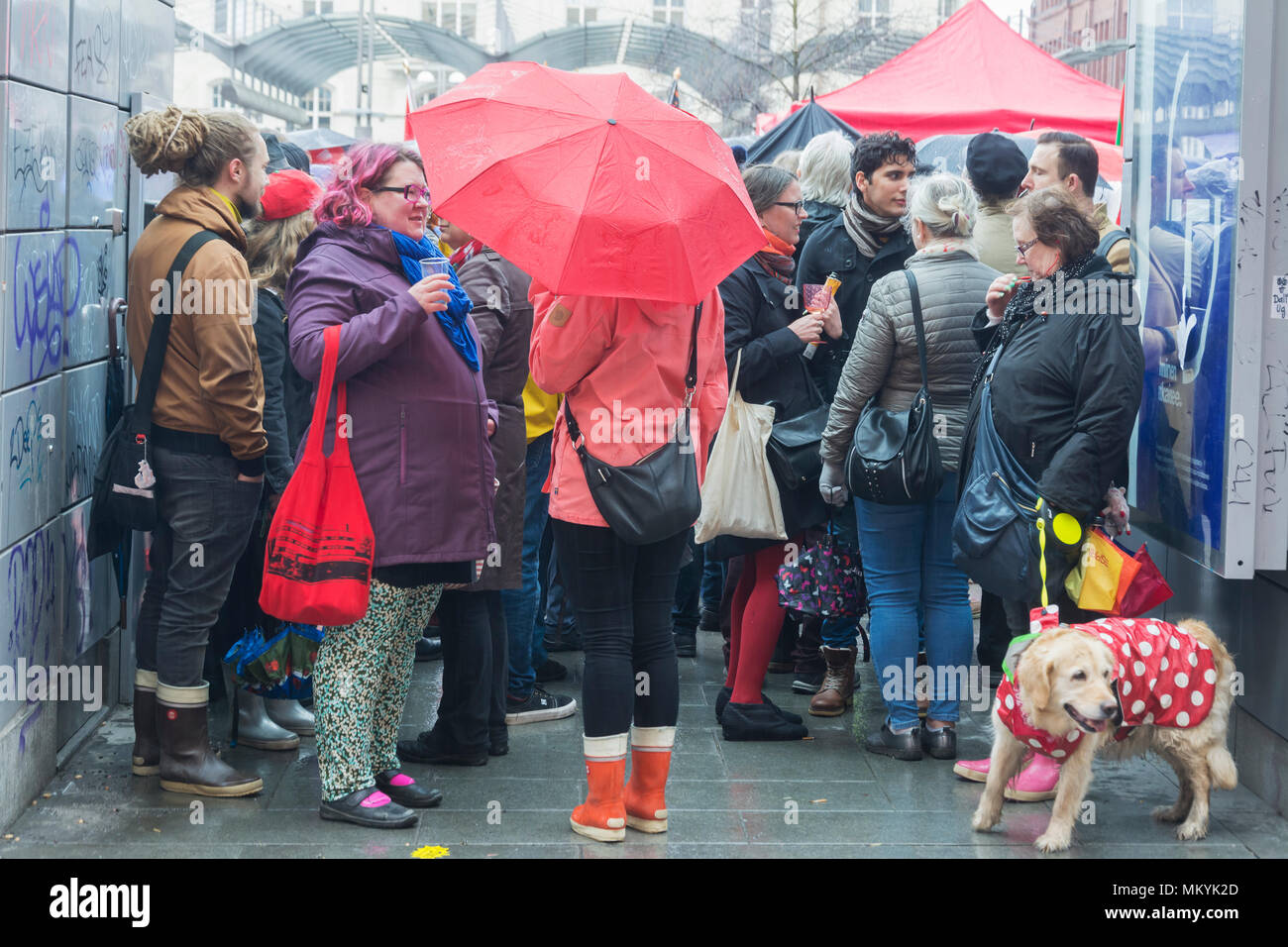 People celebrating 1st of May in rainy Tampere Stock Photo - Alamy