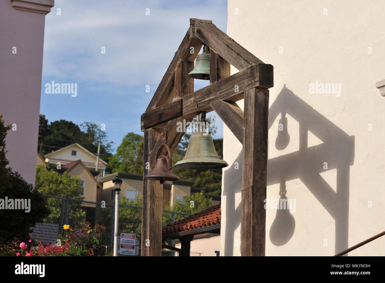 Mission bells at Mission San Rafael Arcangel, San Rafael, Marin County ...