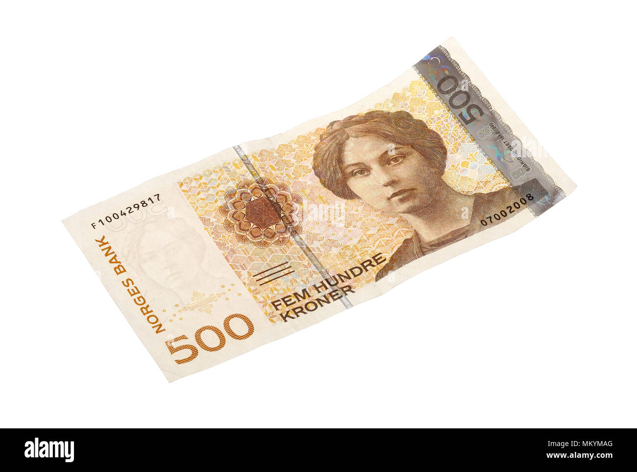 One Norwegian 500 korner banknote isolated on white Stock Photo - Alamy