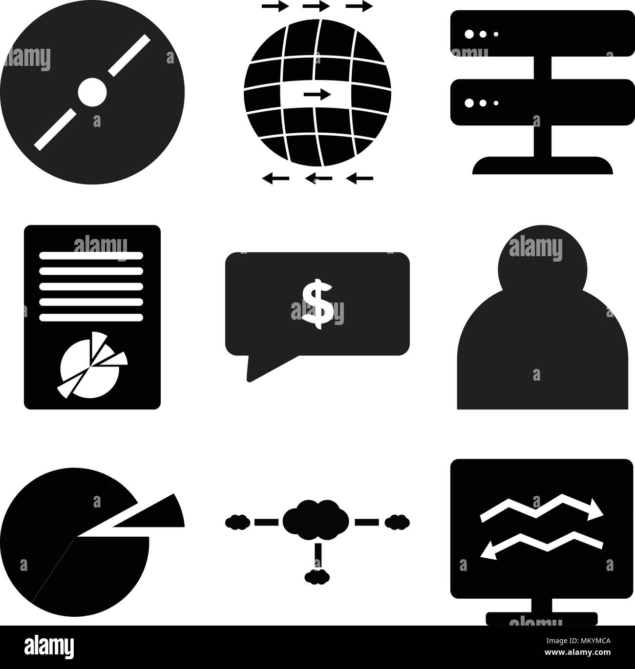 Set Of 9 Simple Editable Icons Such As Analytic On Computer Cloudes Pie Chart User Money
